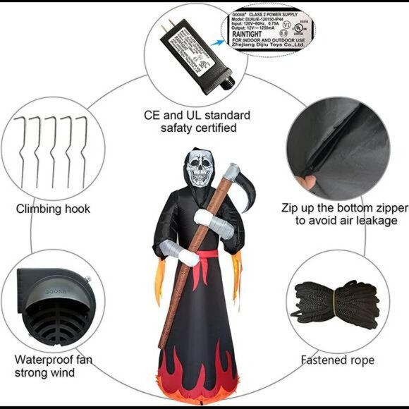 Holiday | 8 Foot Tall Halloween Inflatables Grim Reaper Inflatable Blow ...